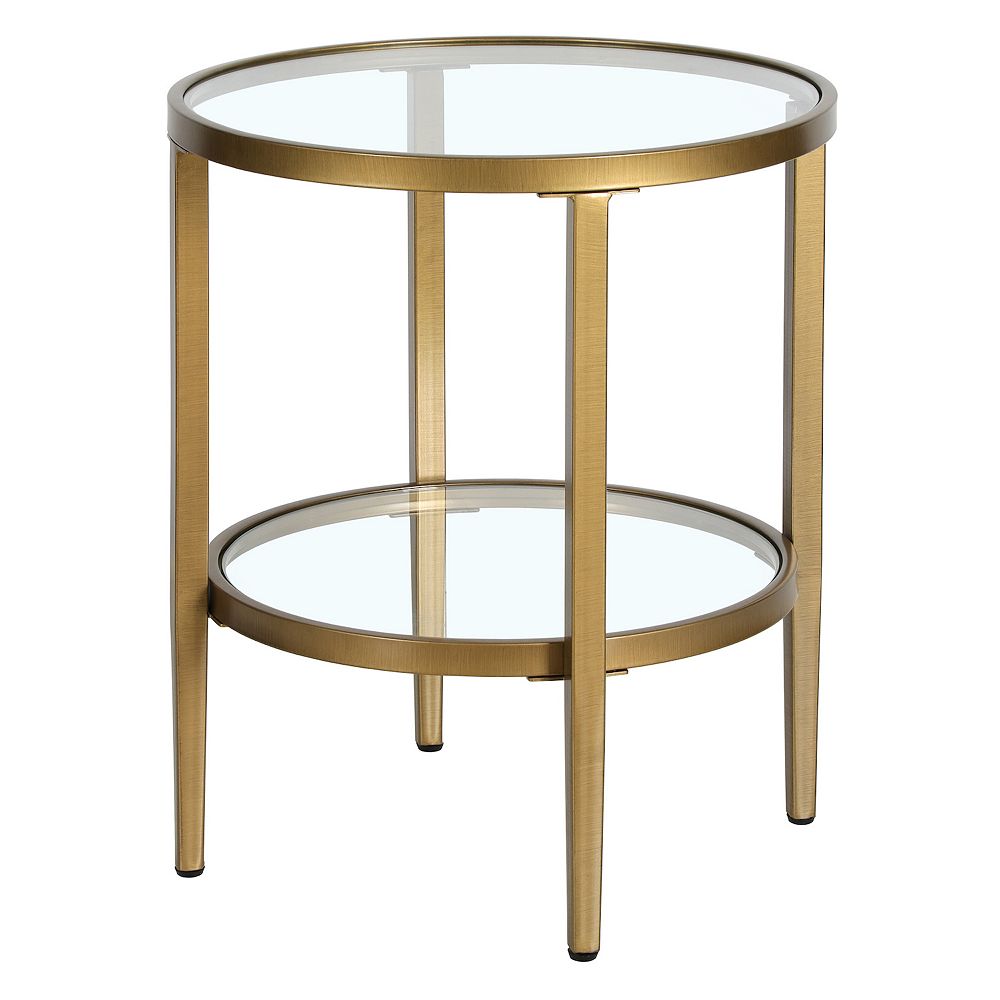 Finley & Sloane Hera 20" Wide Round Side Table with Glass Shelf