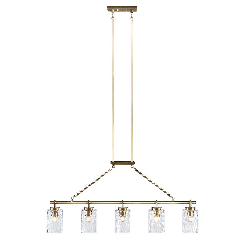 INK+IVY Curiana 5-light Linear Chandelier with Textured Glass Shades