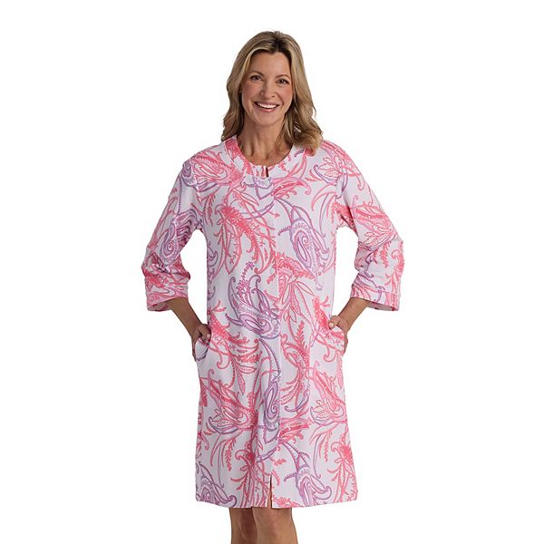 Women's Miss Elaine Essentials Interlock Knit Short Snap Robe