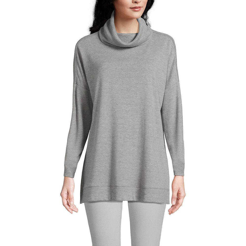 Women's Lands' End Long Sleeve Cozy Knit Cowl Neck Tunic