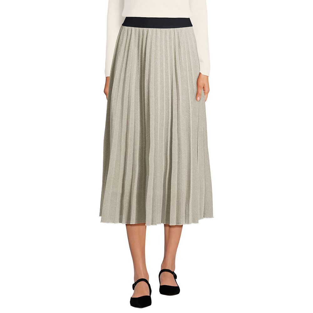Women's Lands' End Knit Foil Pleated Midi Skirt
