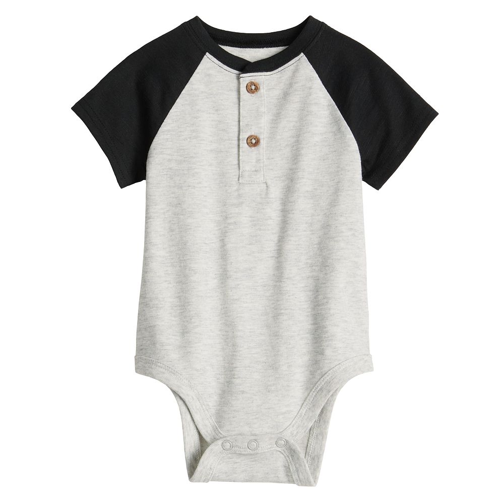 Baby Boy Jumping Beans® Colorblock Short Raglan Sleeve Henley Bodysuit