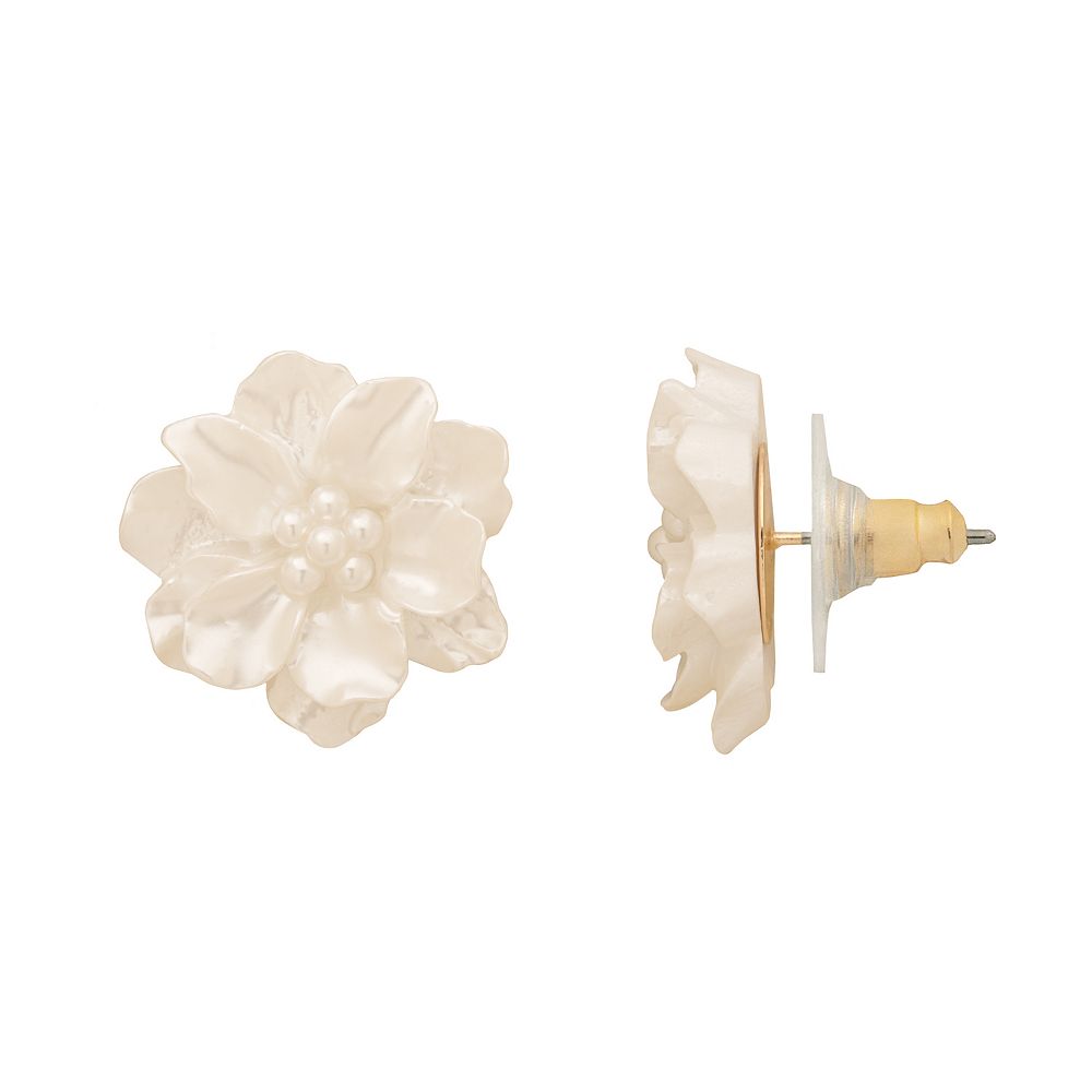 Emberly Gold Tone Flower Post Earrings