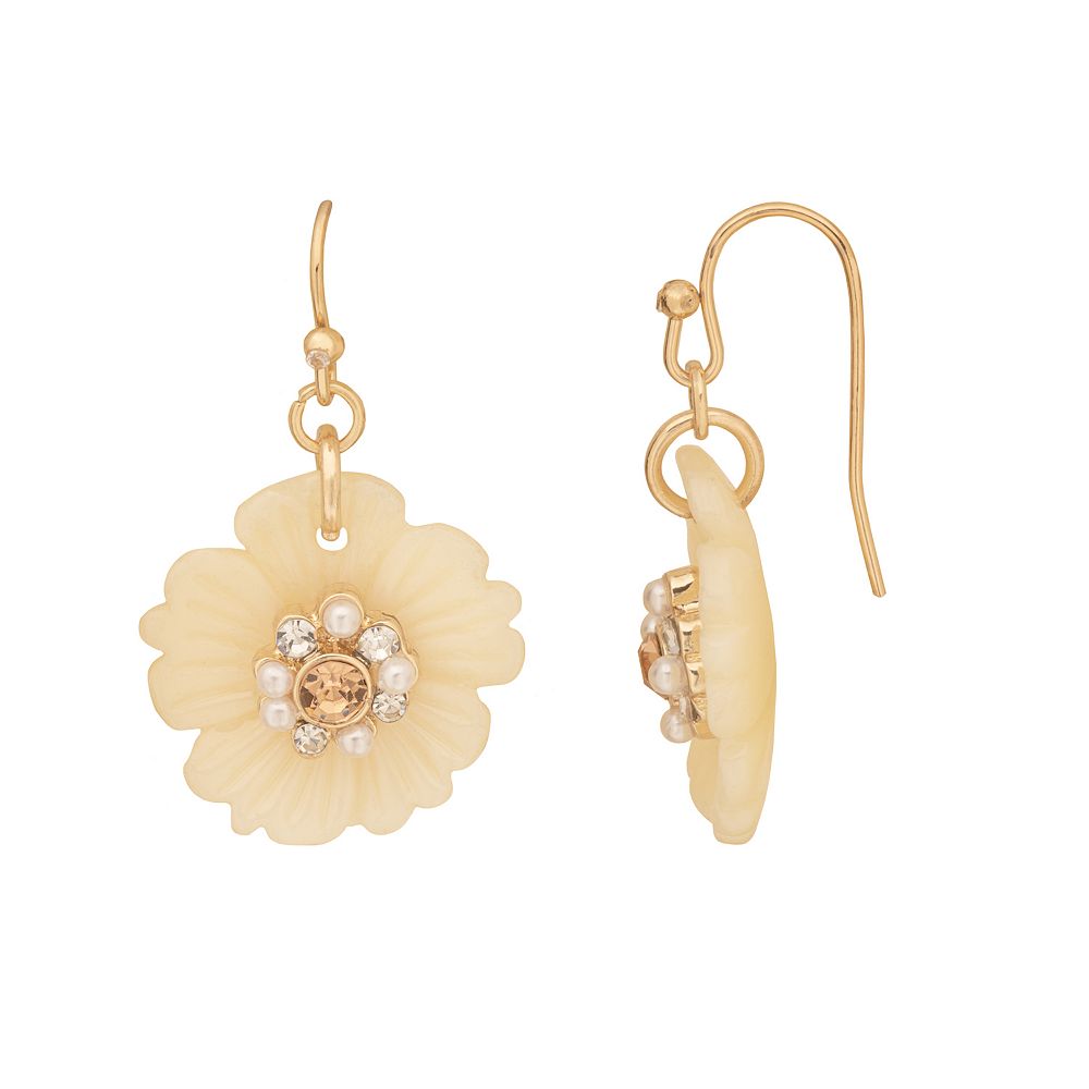 Emberly Textured Flower Drop Earrings