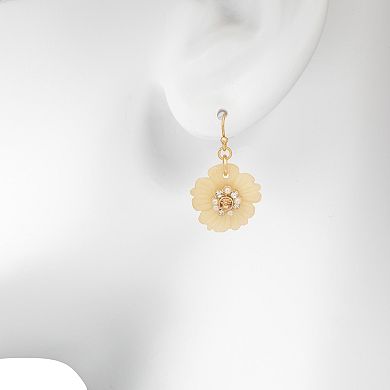 Emberly Textured Flower Drop Earrings