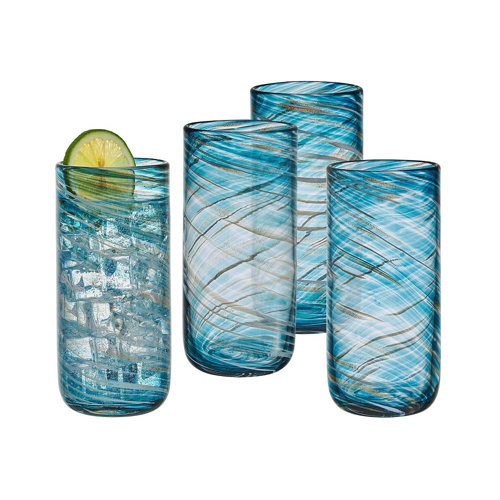 Mikasa Color Swirl 4 pc Highball Glasses Set