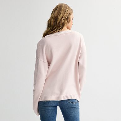 Juniors' Pink Republic Button-Front Cardigan