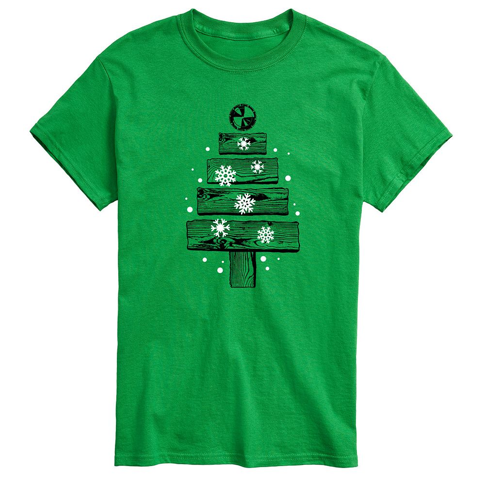 Men's Wood Planks Christmas Tree Graphic Tee