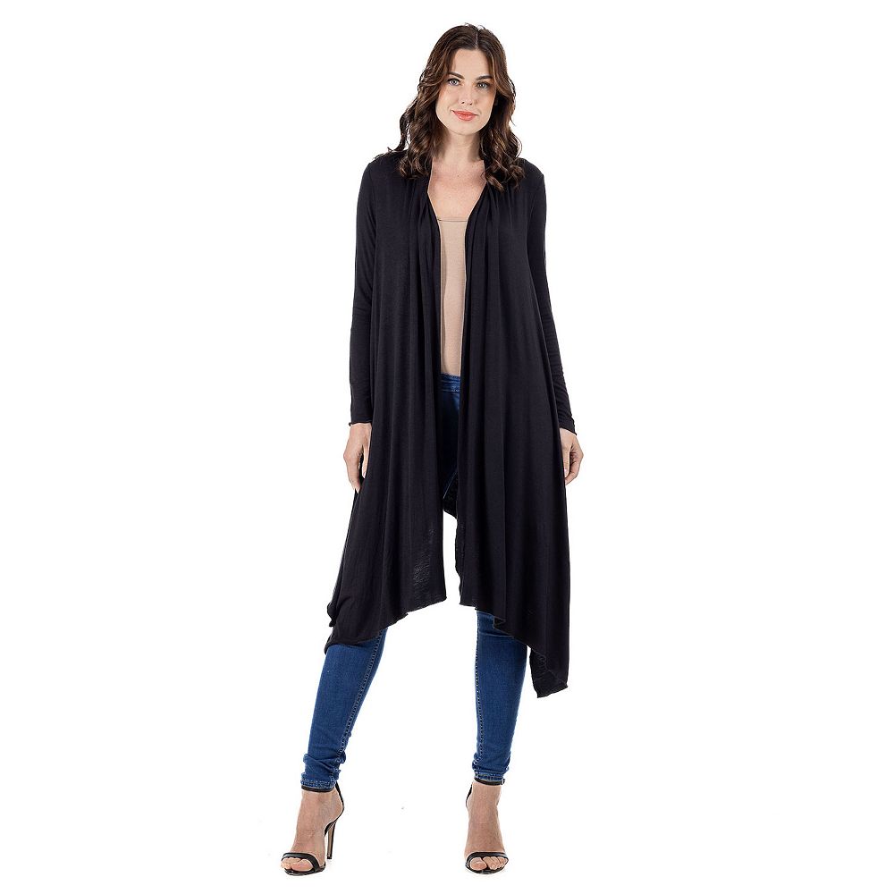 Women's 24Seven Comfort Apparel Extra Long Open Front Cardigan