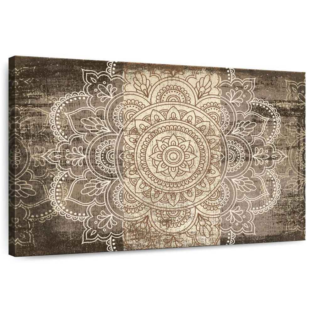 Mandala On Wood Canvas Print