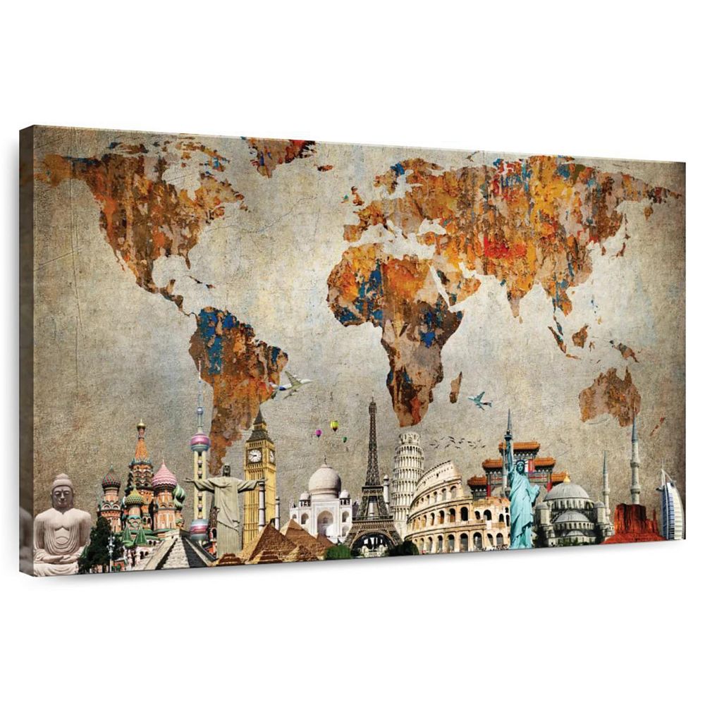 Rusty World Map Canvas Print