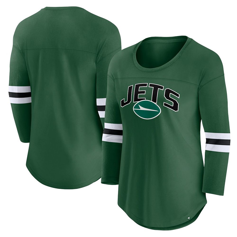Women's Fanatics Green New York Jets First Team Arch Logo 3/4 Sleeve T ...