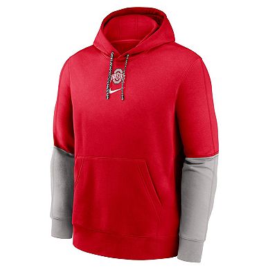Men's Nike Scarlet/Gray Ohio State Buckeyes 2024 Sideline Club Pullover Hoodie