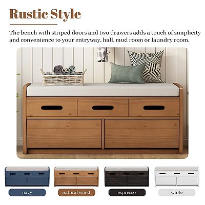 Merax Rustic Storage Bench With 2 Drawers