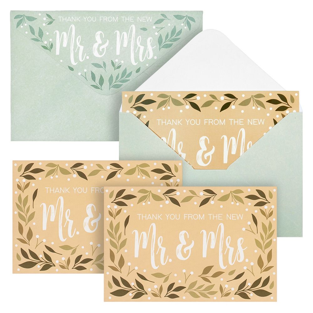 48 Pack New Mr And Mrs Wedding Thank You Cards With Decorative ...