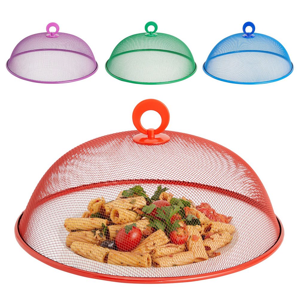 4x Metal Plate Serving Covers Mesh Food Tent For Outdoor, Picnic, 4 Colors