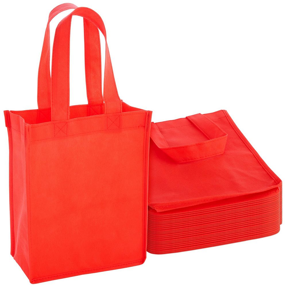 24-Pack Red Reusable Grocery Tote Bags for Shopping - Small Bulk Canvas ...