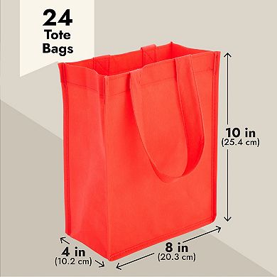 24-Pack Red Reusable Grocery Tote Bags for Shopping - Small Bulk Canvas ...