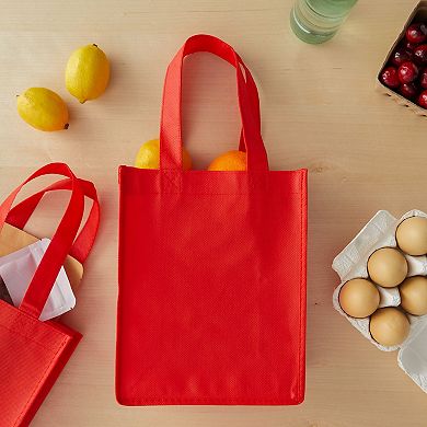 24-Pack Red Reusable Grocery Tote Bags for Shopping - Small Bulk Canvas ...