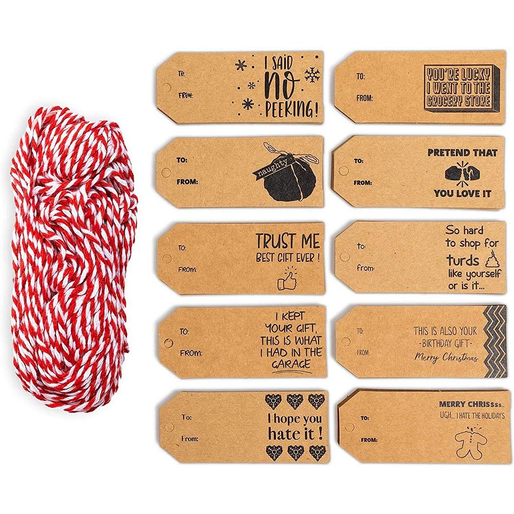 200 Christmas Gift Tags With String Attached For Gift Bag Present ...