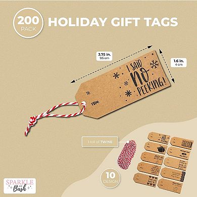 200 Christmas Gift Tags With String Attached For Gift Bag Present ...