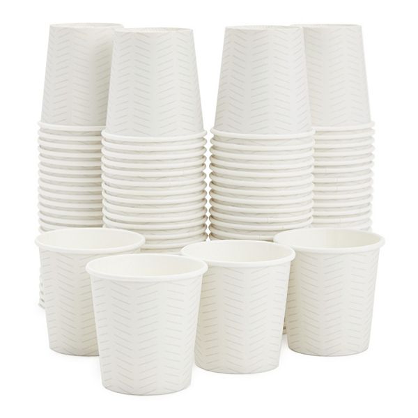100 Pack 4 Oz Disposable White Geometric Paper Cups For Espresso ...
