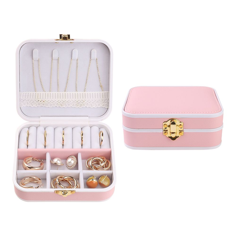 Travel Jewelry Box Portable Pu Leather Jewelry Organizer Case Storage ...