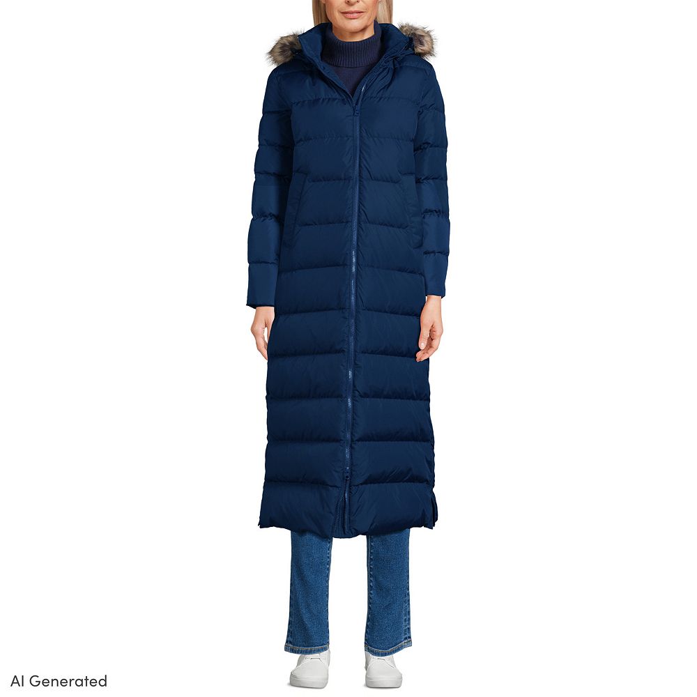 Women's Lands' End Wide Channel 600 Down Puffer Long Maxi Coat