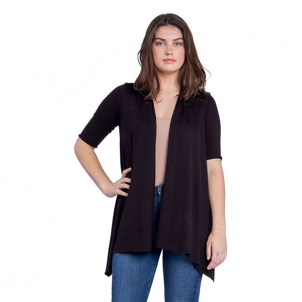 Women's 24Seven Comfort Apparel Loose Fit Open Front Cardigan with Half ...