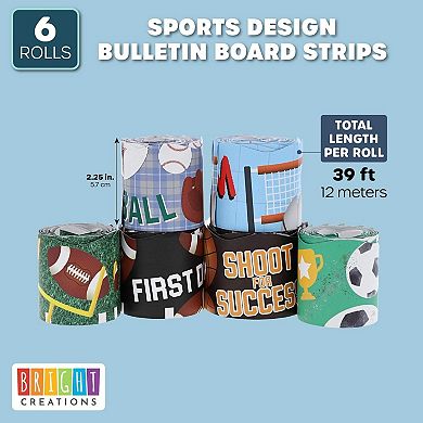 6 Rolls 234 Feet Sports Scalloped Bulletin Board Border Strips For ...