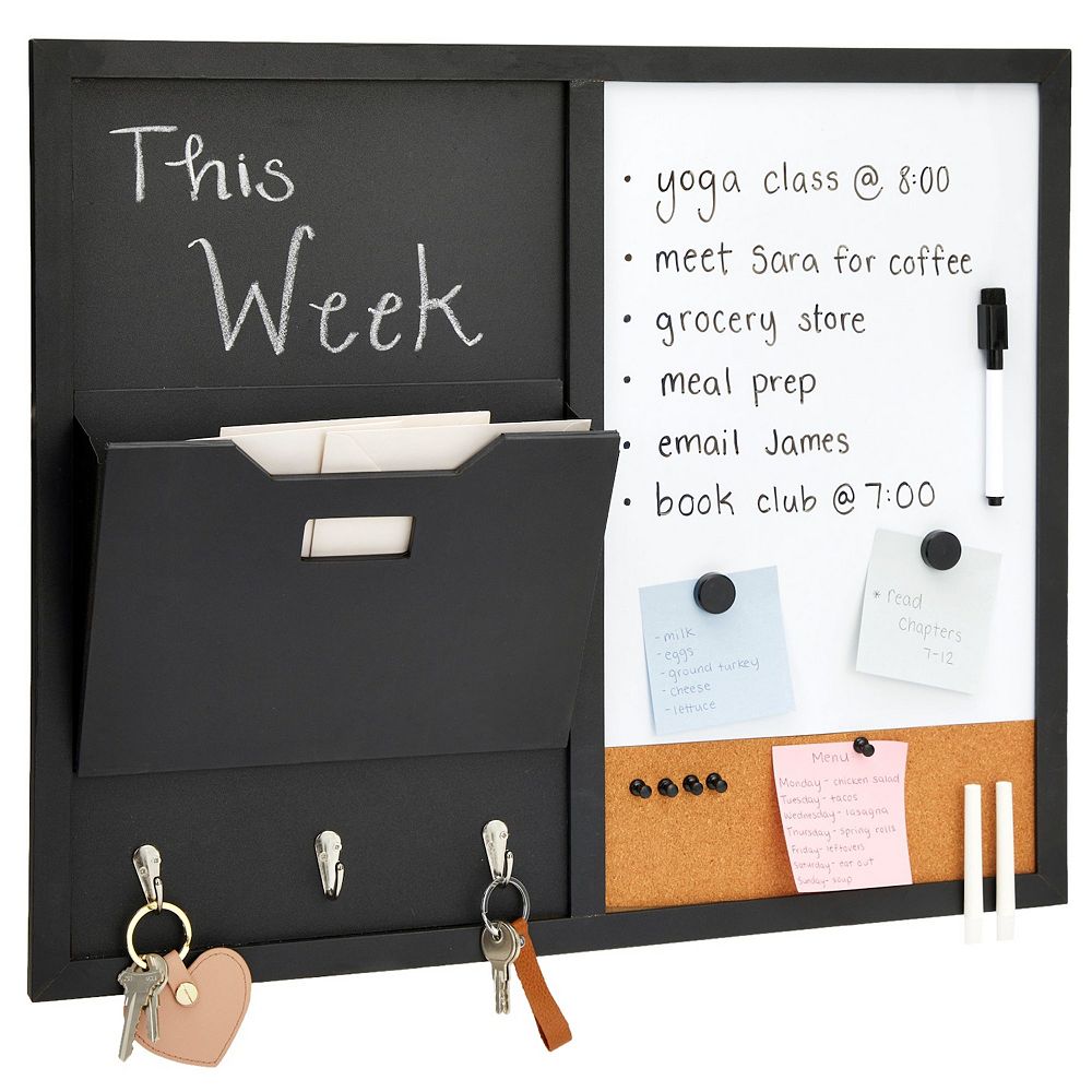 Message Center Bulletin Board - Magnetic Message Board Wall Organizer ...