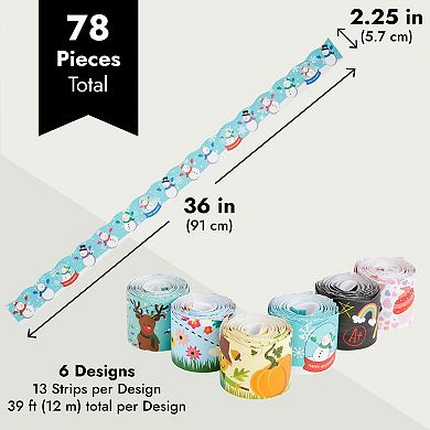 6 Rolls 234 Feet Holiday Scalloped Bulletin Board Borders Strips For ...