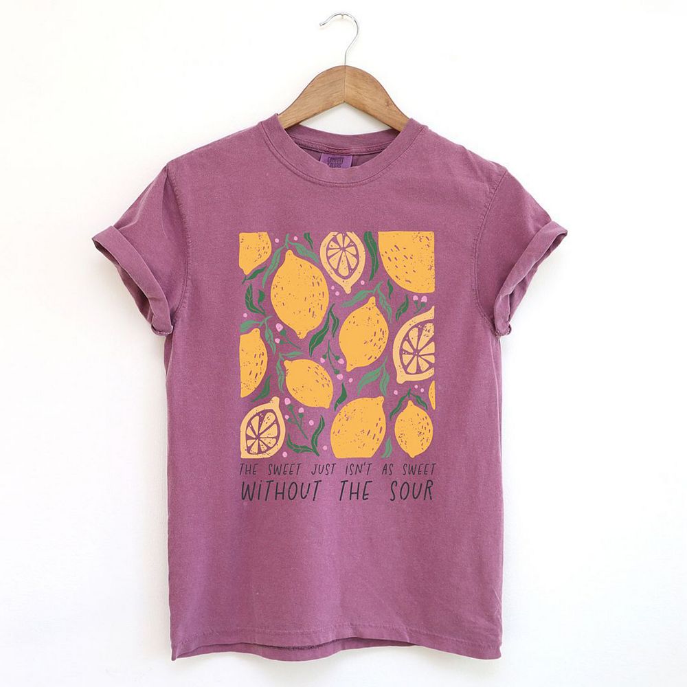Boho Lemon Sweet Without Sour Garment Dyed Tees