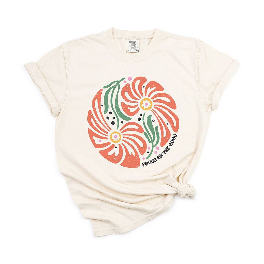 Boho Flowers Circle Garment Dyed Tees
