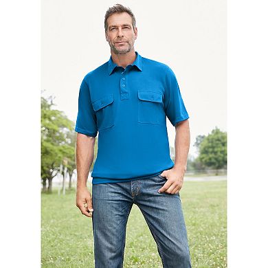 Kingsize Men's Big & Tall Jersey Double Pocket Banded Bottom Polo