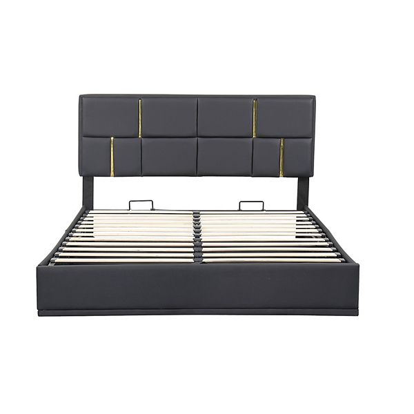 Merax Modern Pu Platform Bed With Hydraulic Storage