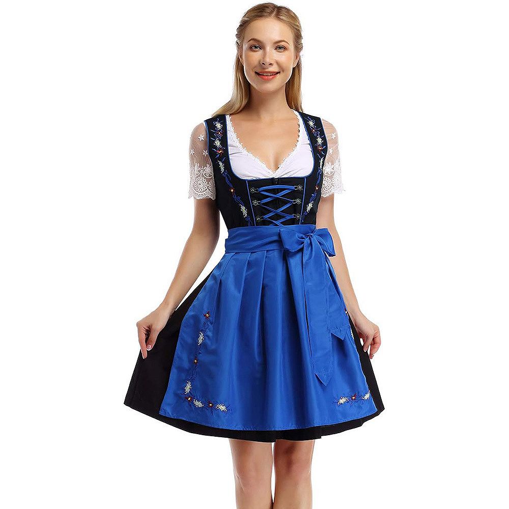 Womens German Dirndl Dress 2 Pieces Costumes For Bavarian Oktoberfest Carnival Halloween