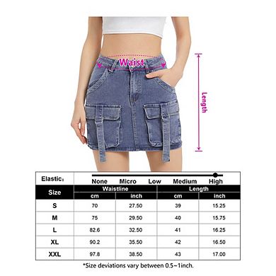 Denim Cargo Mini Skirts For Women Low Waist Bodycon Y2k Jean Skirt Flap ...