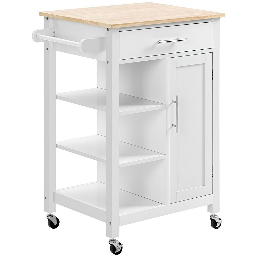 Compact Kitchen Island Cart On Wheels, Rolling Utility Trolley Cart ...