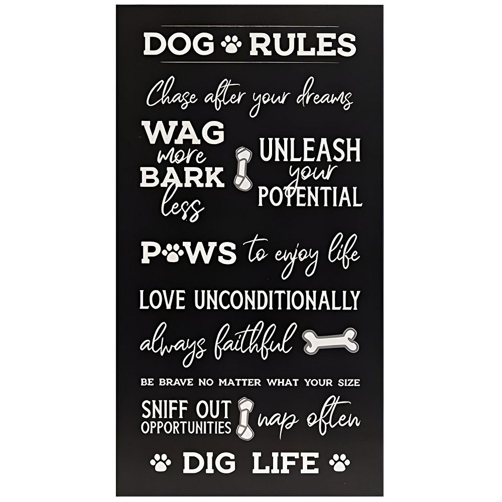 Rustic Style Decorative Dog Rules Sign Wall Art with Paw Print and Bone ...