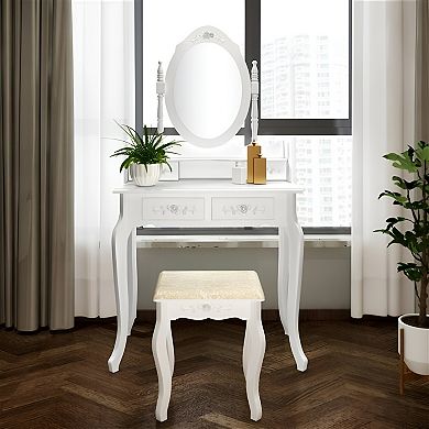 Modern Dressing Table 4-Drawer Design with 360-Degree Rotating ...