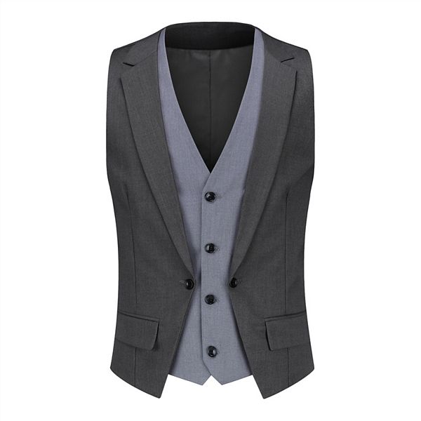 Men's Slim Fashion Vest Stitching Suit Collar Business Vest