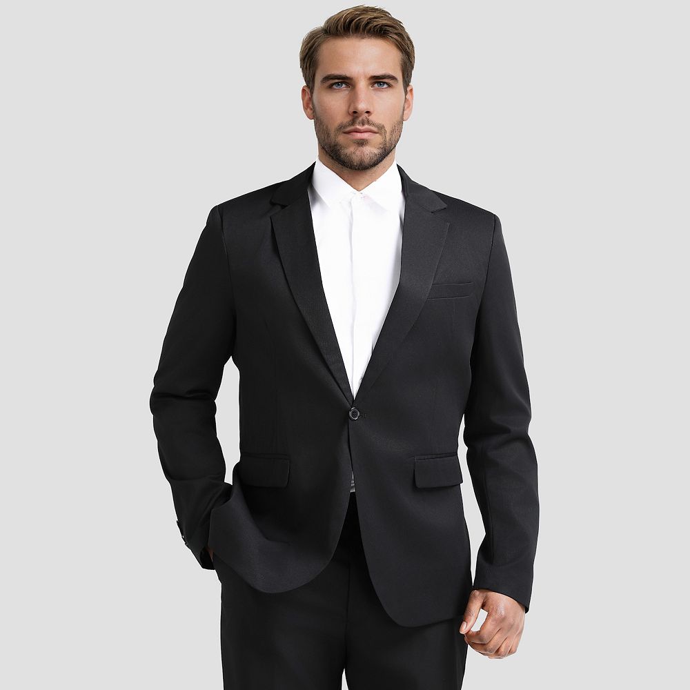 Men's Basic Solid Color Notch Lapel Single Button Suit Jacket