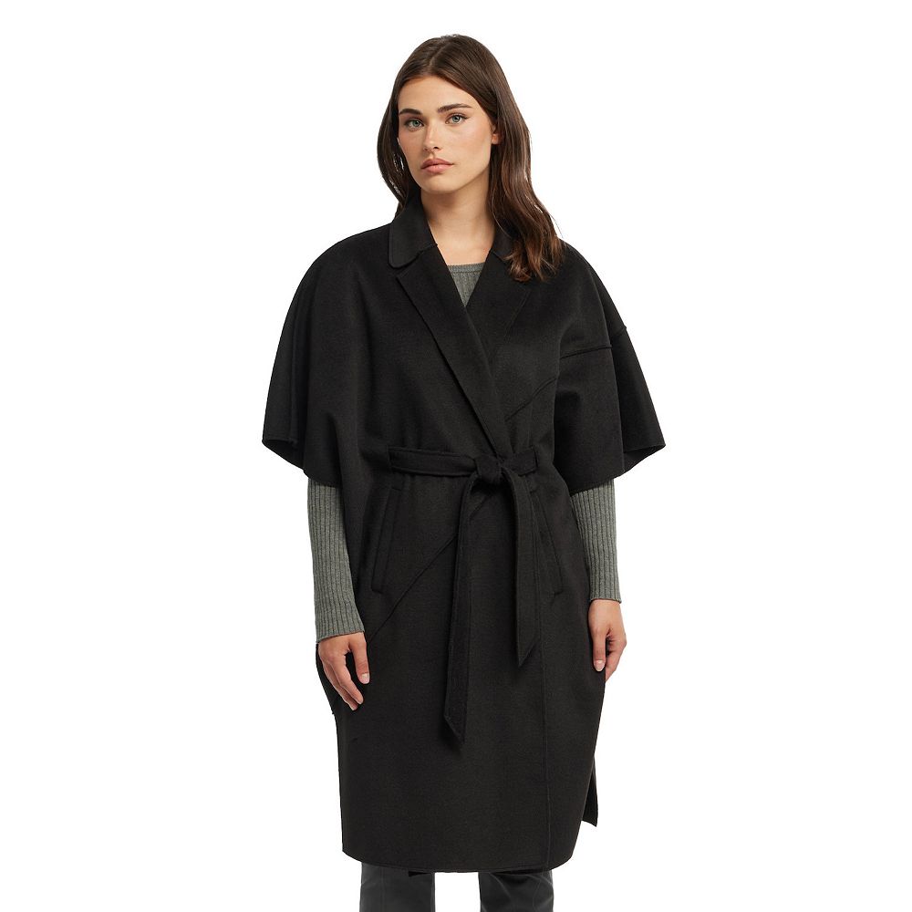 Women's Ellen Tracy Double Faced Handmade Color Block Cape Coat