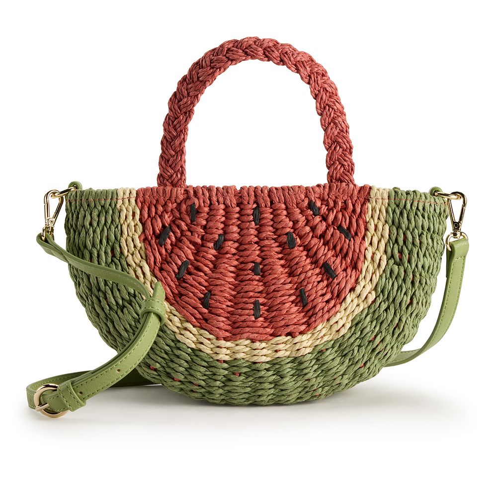LC Lauren Conrad Watermelon Straw Crossbody Purse