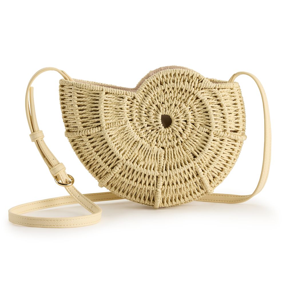 LC Lauren Conrad Straw Shell Crossbody Purse