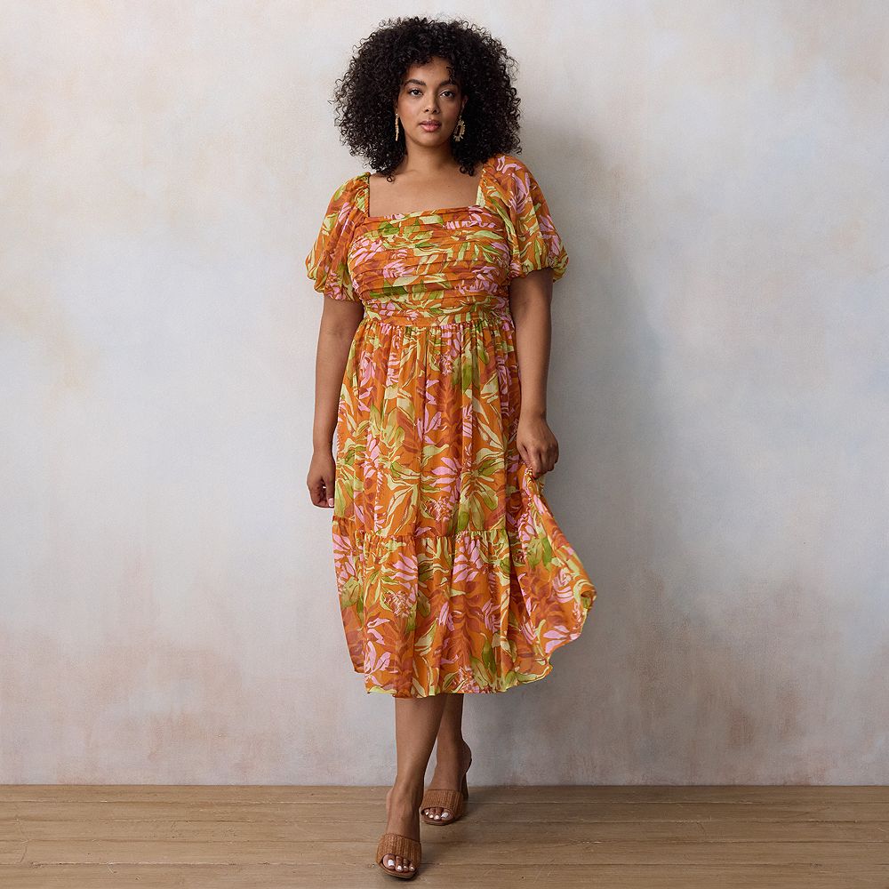 Plus Size LC Lauren Conrad Pleated Bodice Midi Dress