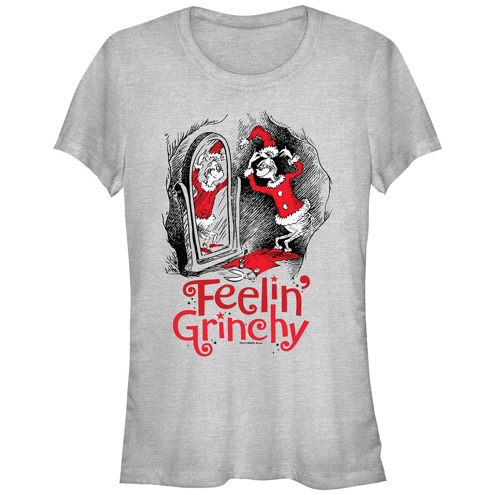 Juniors' Dr. Seuss Grinch Feeling Grinchy Fitted Graphic Tee