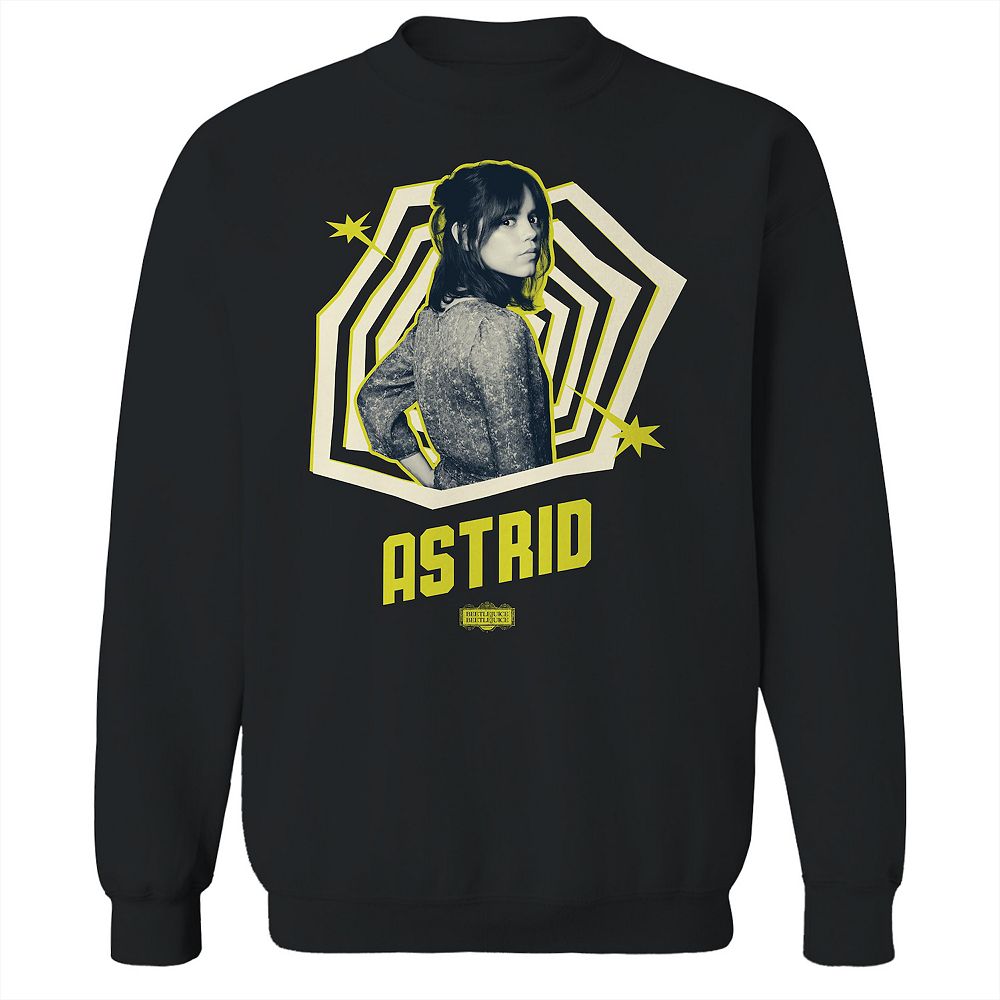 Men's Black Astrid Pose Fill Beetlejuice Graphic Crew Sweatshirt