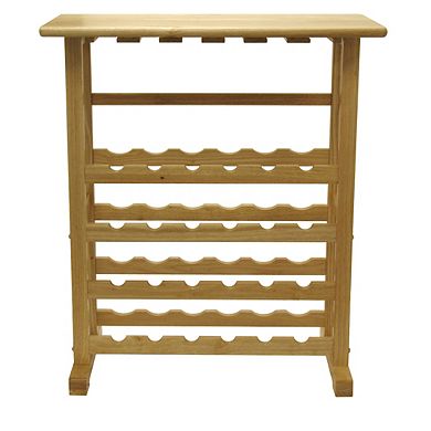 35.5" Natural Unique Rectangular Shaped Top 24-Bottle Wine Rack